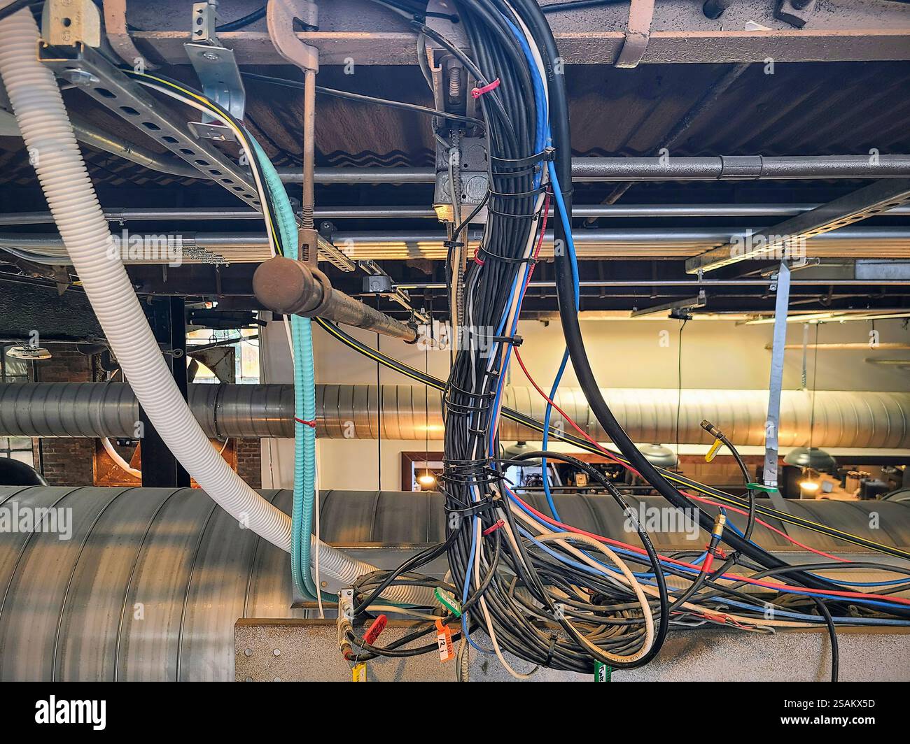 Industrial Cable Network and HVAC System Eye-Level View Stock Photo - Alamy