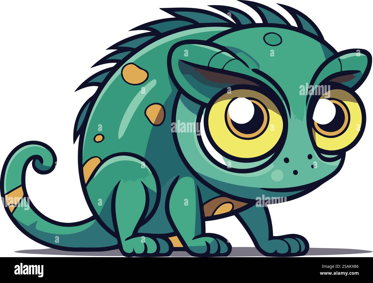 Cute cartoon chameleon with big eyes. Vector illustration Stock Vector Image & Art - Alamy