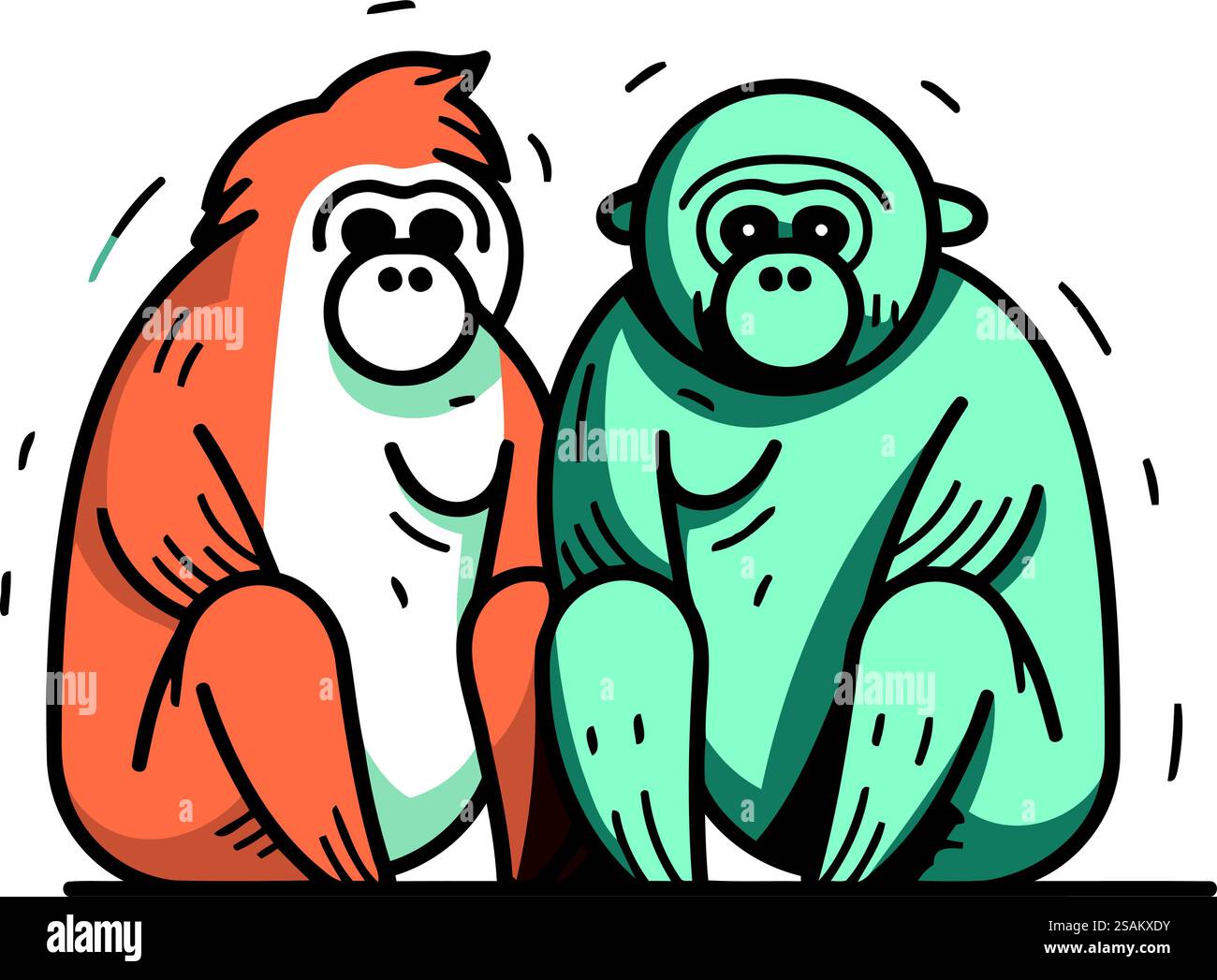 Monkey and monkey. Vector illustration in doodle style Stock Vector ...