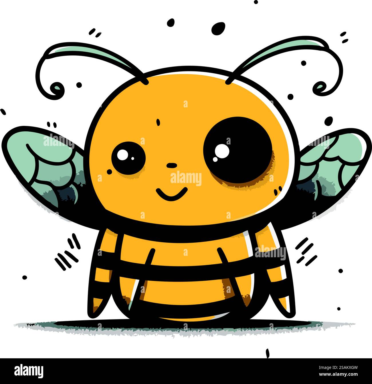 Cute cartoon bee. Vector illustration. Isolated on white background ...