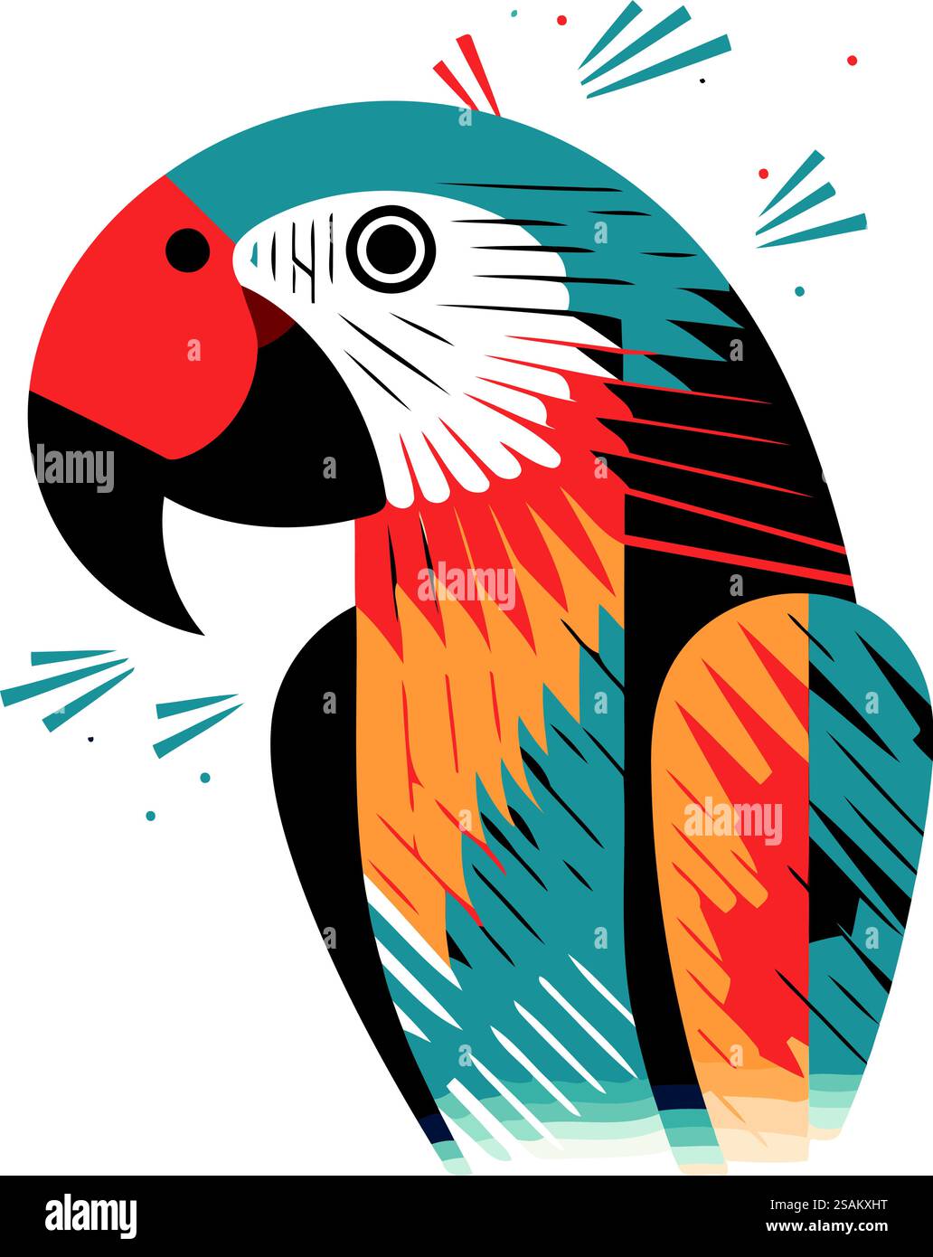 Colorful parrot on a white background. Vector illustration in flat ...