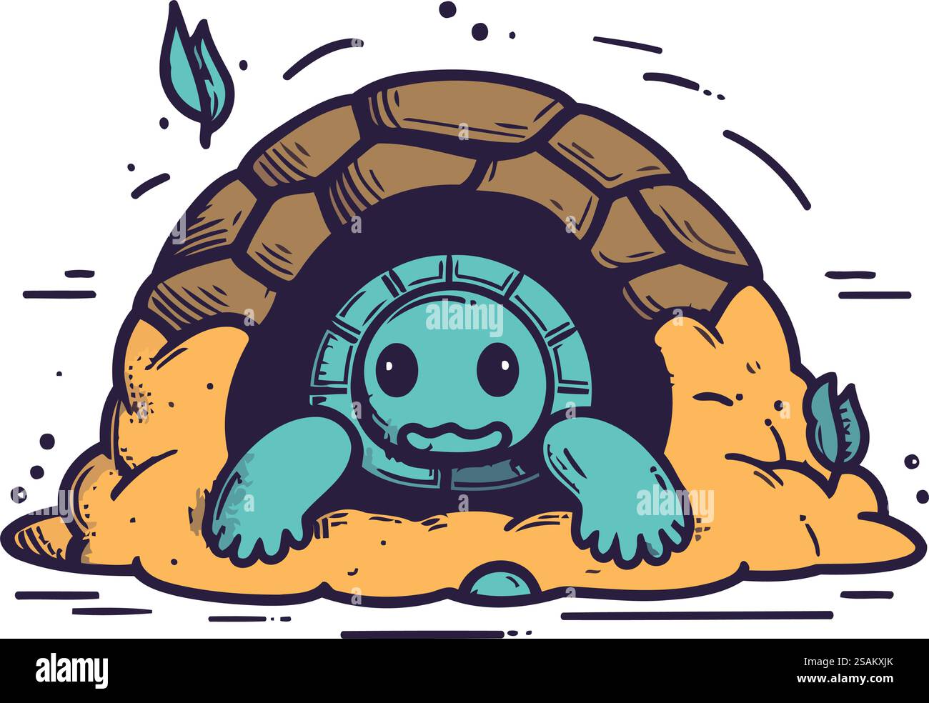 Illustration of a tortoise in the sand. Vector illustration Stock ...
