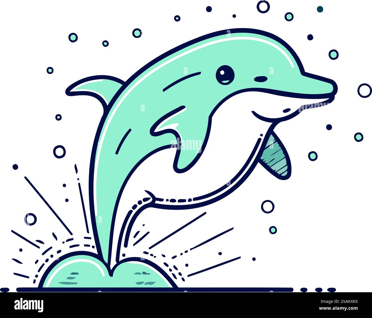Dolphin line drawing Cut Out Stock Images & Pictures - Alamy