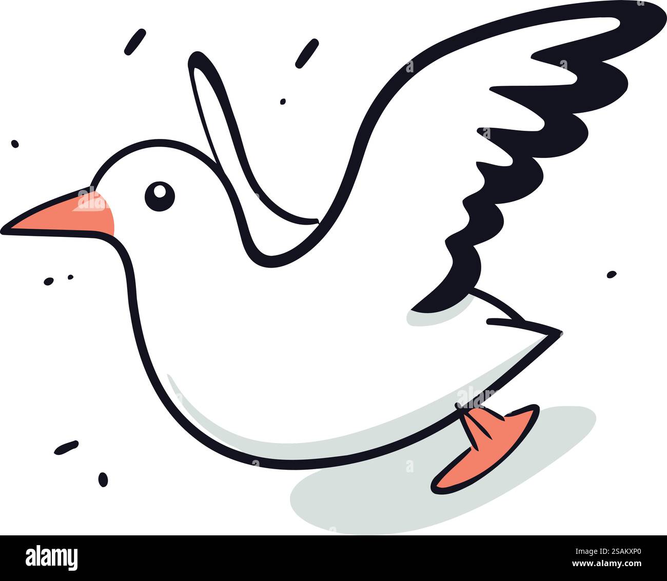 Flying seagull. Vector illustration in doodle style Stock Vector Image ...