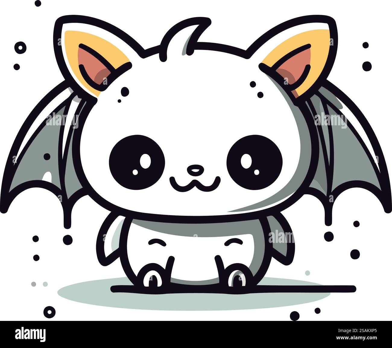 Cute cartoon kawaii little bat. Vector illustration isolated on white ...