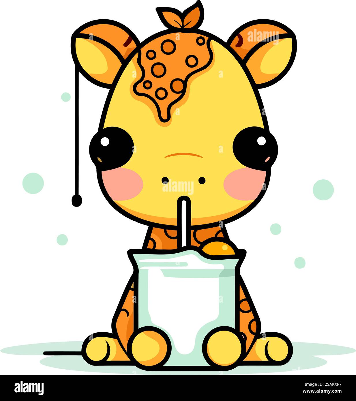 Cute Giraffe drinking milk. Vector illustration in cartoon style Stock ...