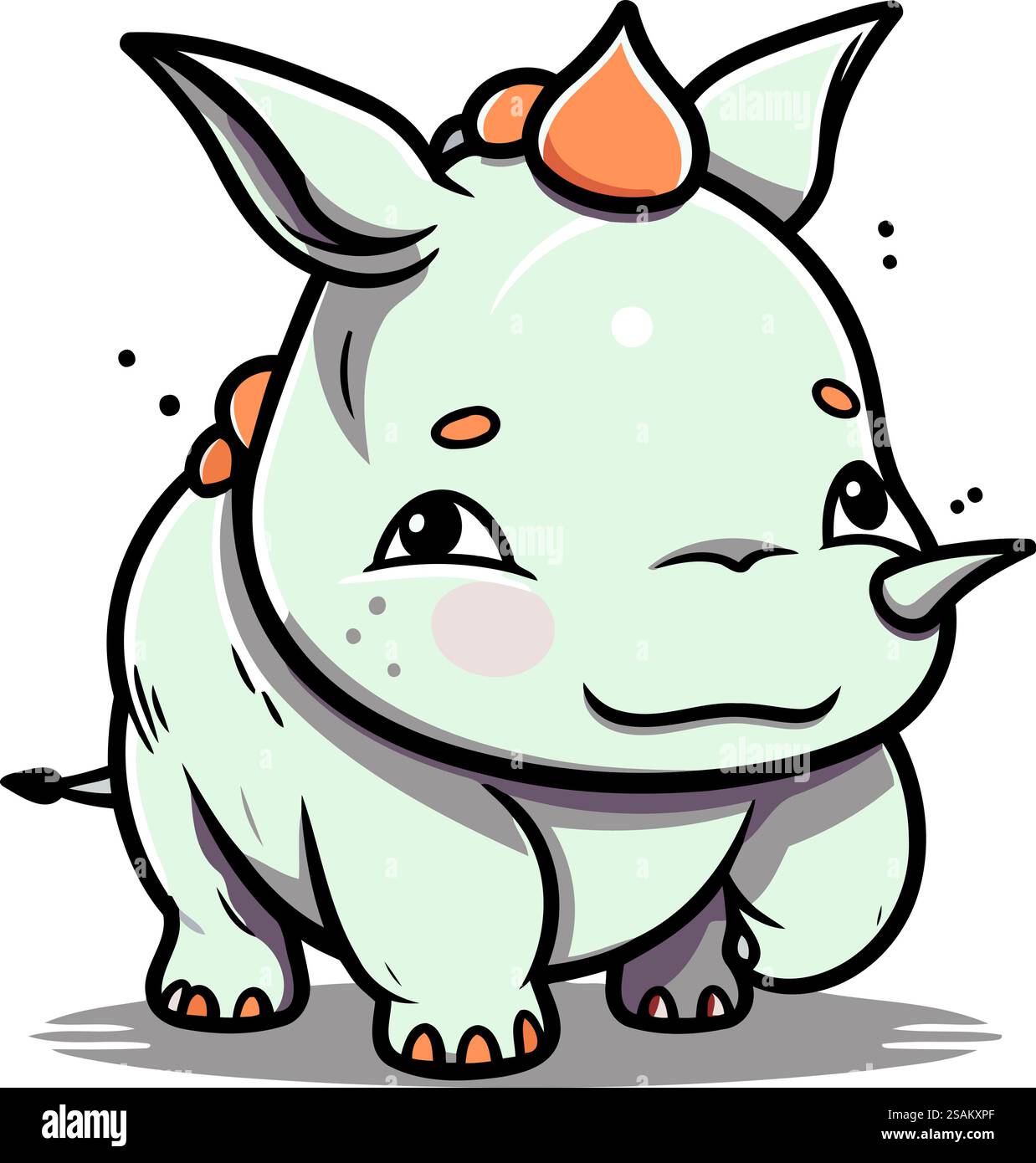Cartoon rhinoceros. Vector illustration of cute rhinoceros Stock Vector ...