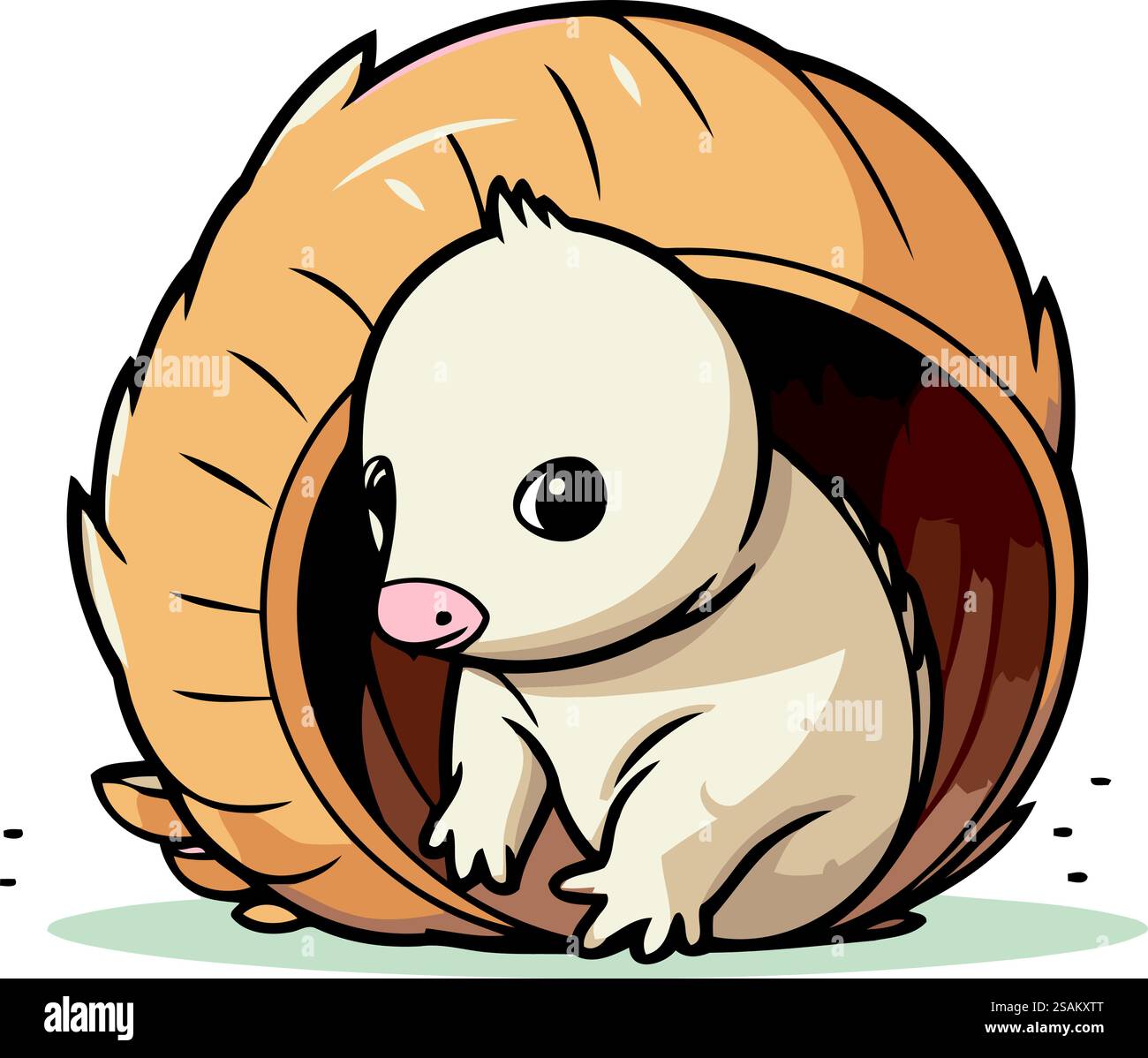 Cute little hedgehog in a wooden box. Vector illustration Stock Vector ...
