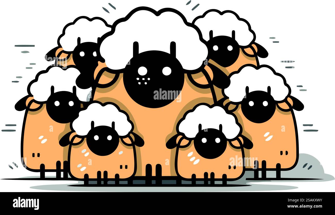 Funny sheeps. Cute cartoon sheep. Vector illustration Stock Vector ...