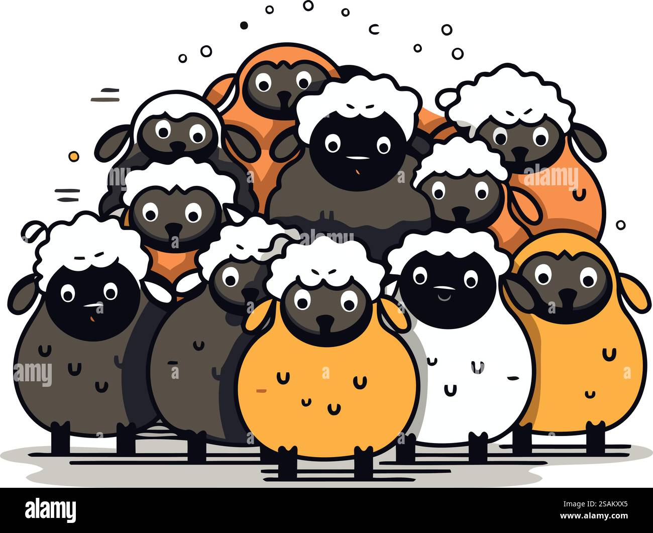 Sheep family cute cartoon vector illustration of a group of sheep Stock ...