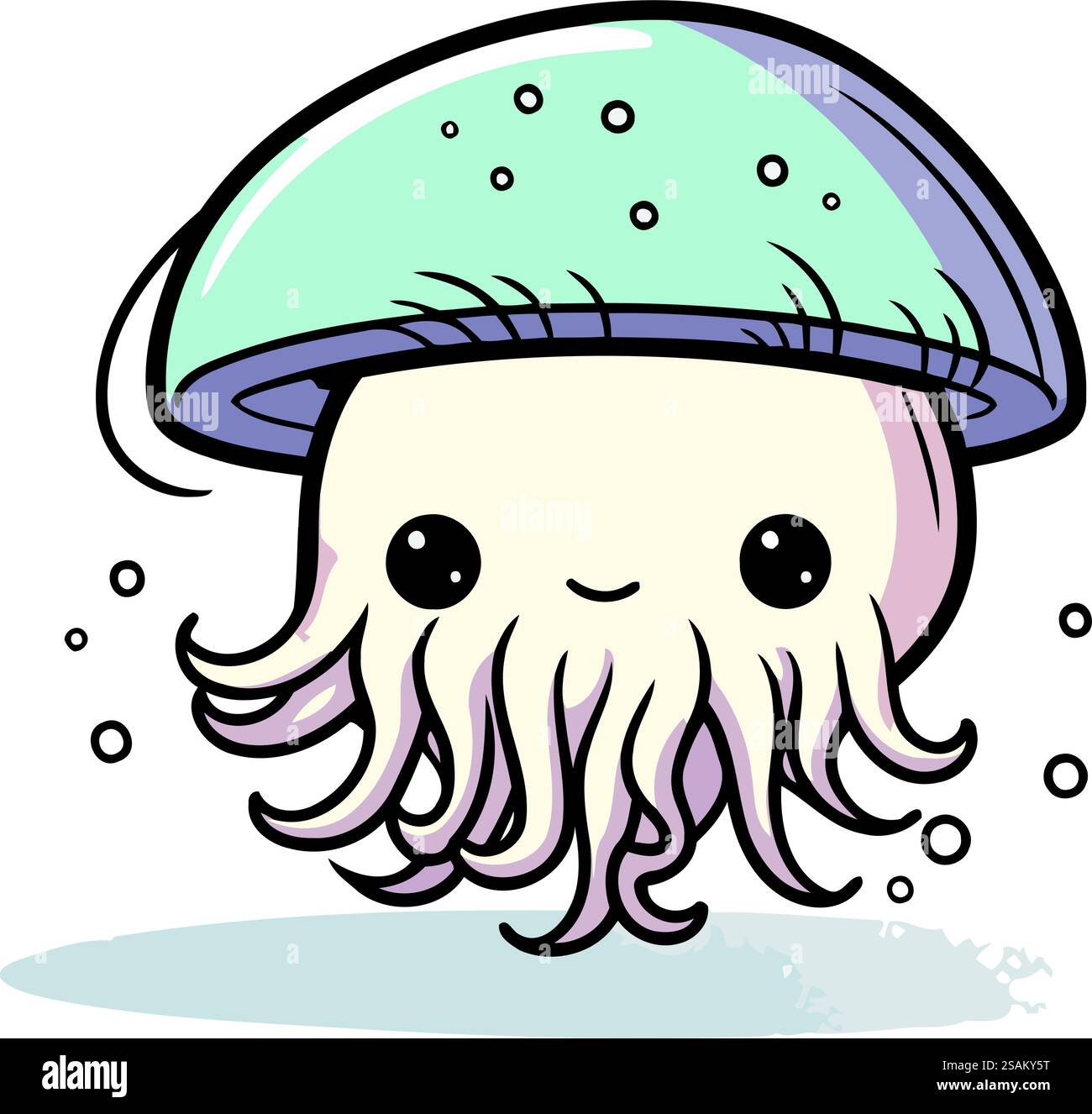 Cute Jellyfish Cartoon Mascot Character Vector Illustration Stock ...