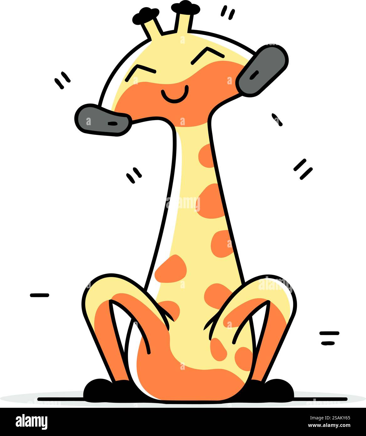 Cute cartoon giraffe sitting on the ground. Vector illustration Stock ...