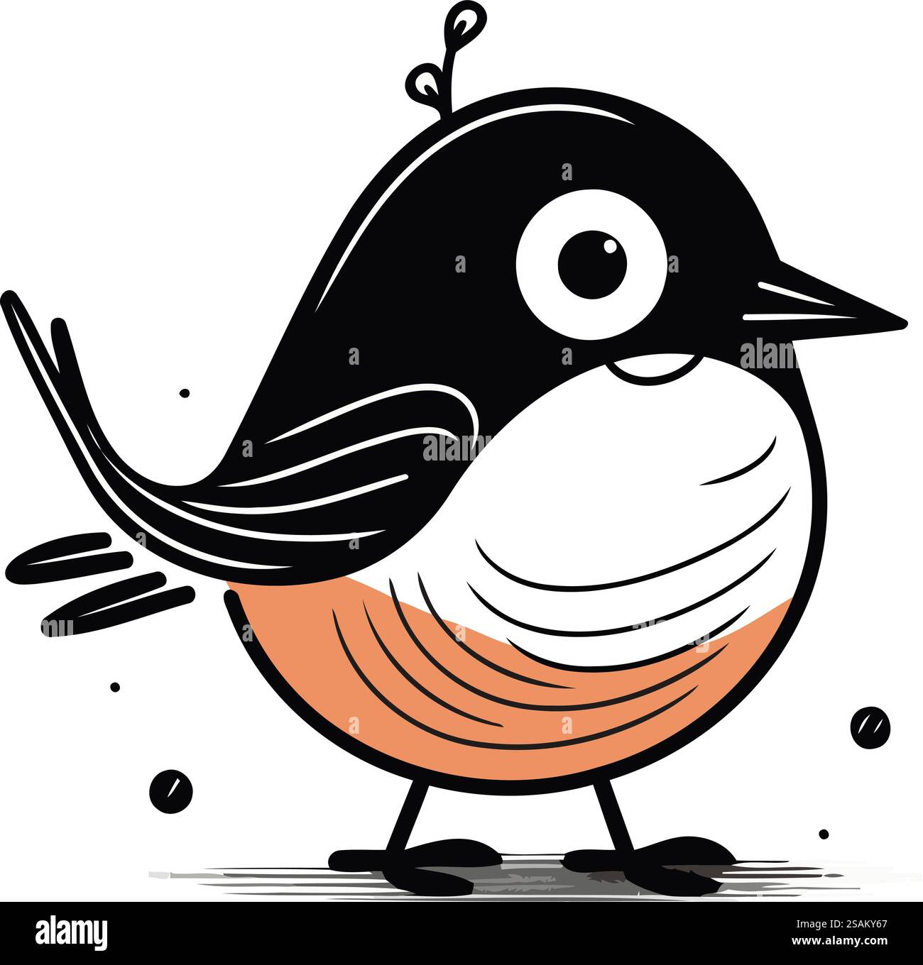 Funny cartoon bird with big eyes and mustache. Vector illustration ...