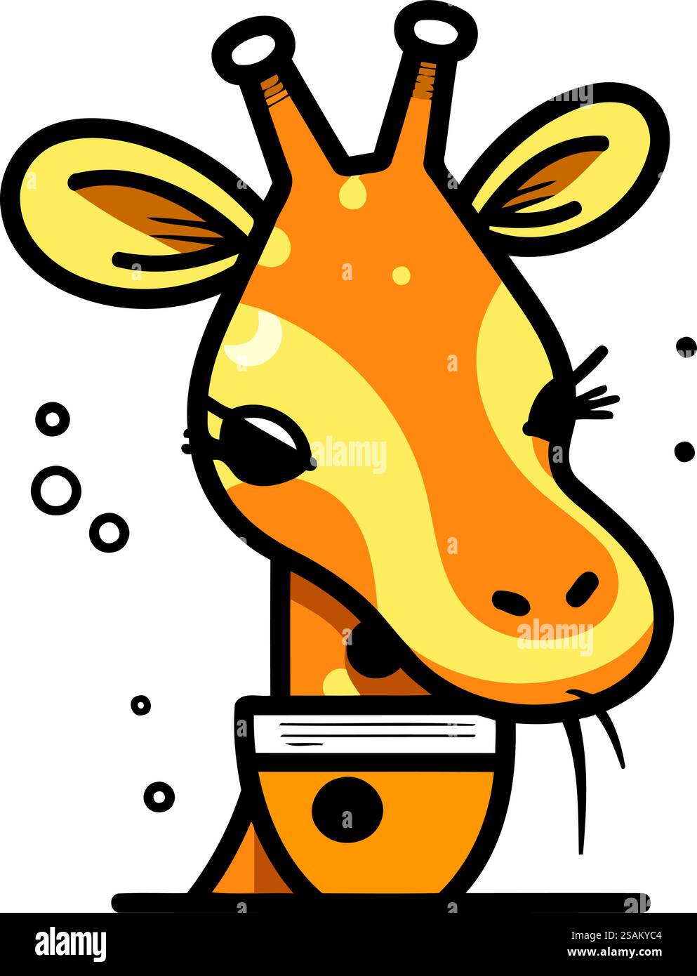 Cute giraffe with coffee cup. Vector illustration in cartoon style ...