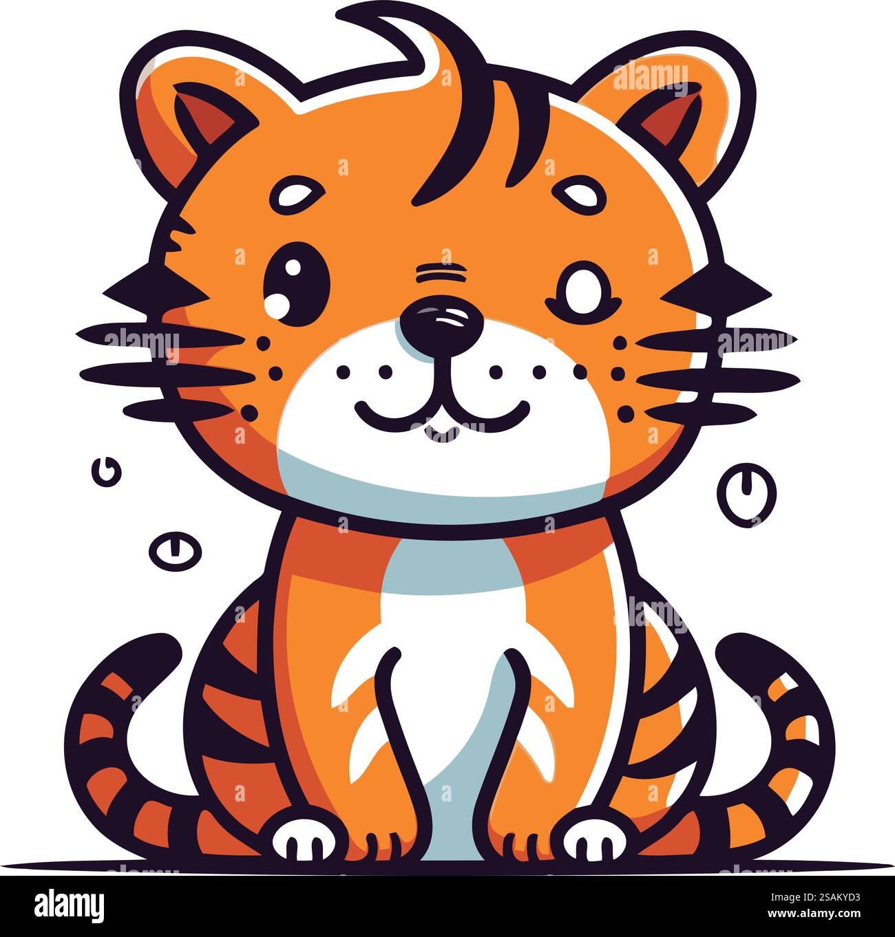 Cute cartoon tiger. Vector illustration isolated on a white background ...