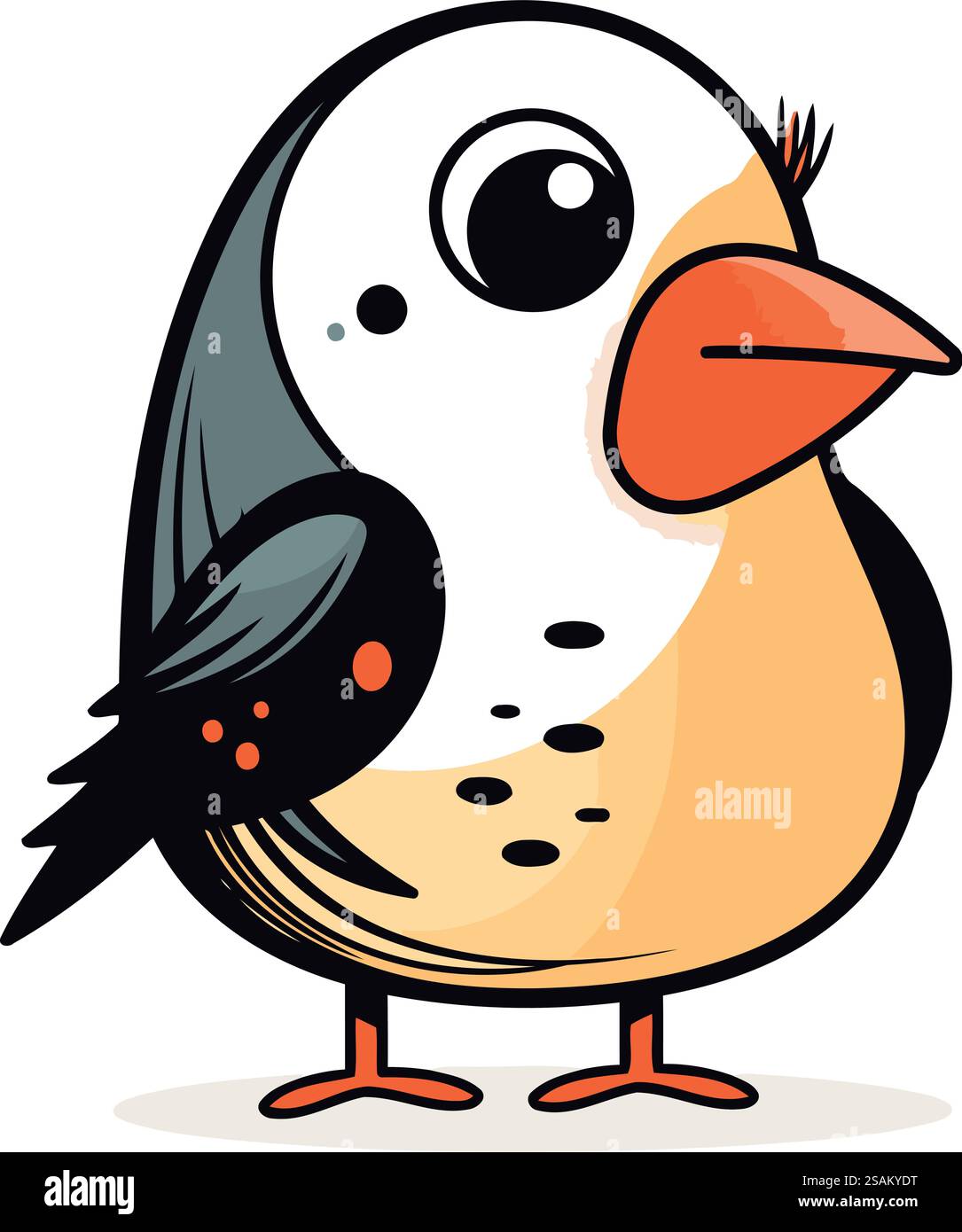 Cute little bird. Cartoon vector illustration. Isolated on white ...