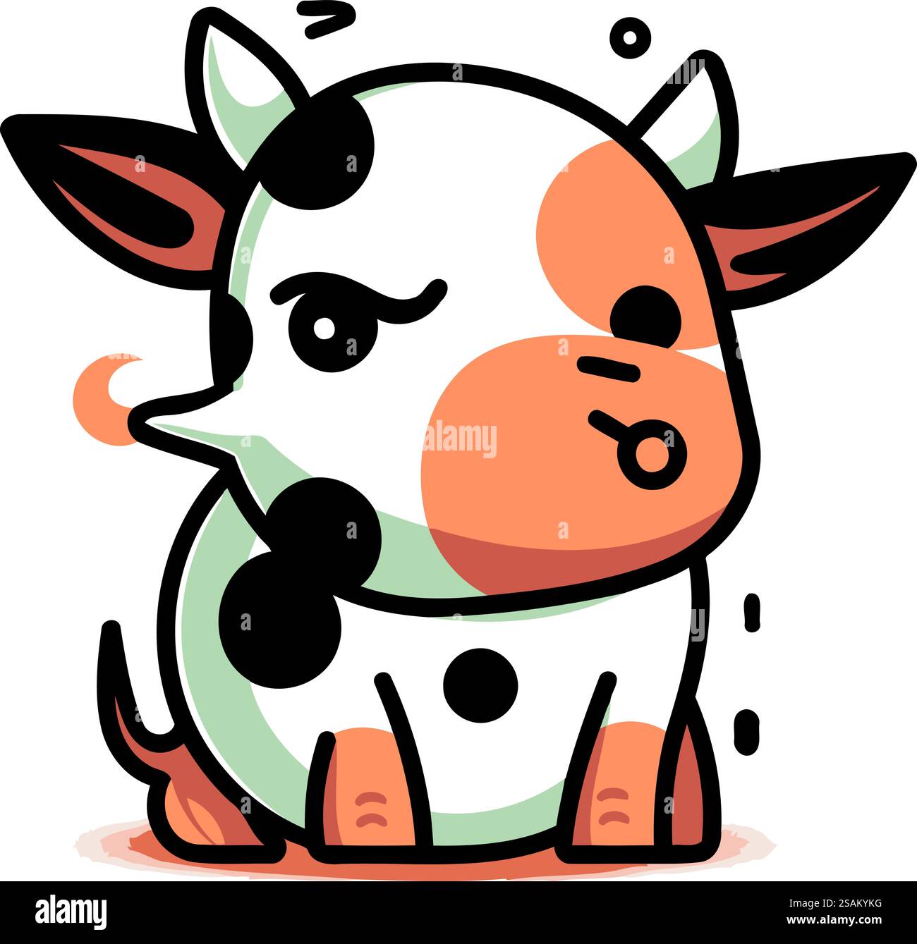 Cute cartoon cow. Vector illustration in a flat style. Farm animal ...