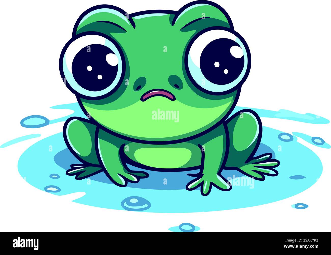 Frog in water. Cute cartoon animal. Vector illustration Stock Vector ...