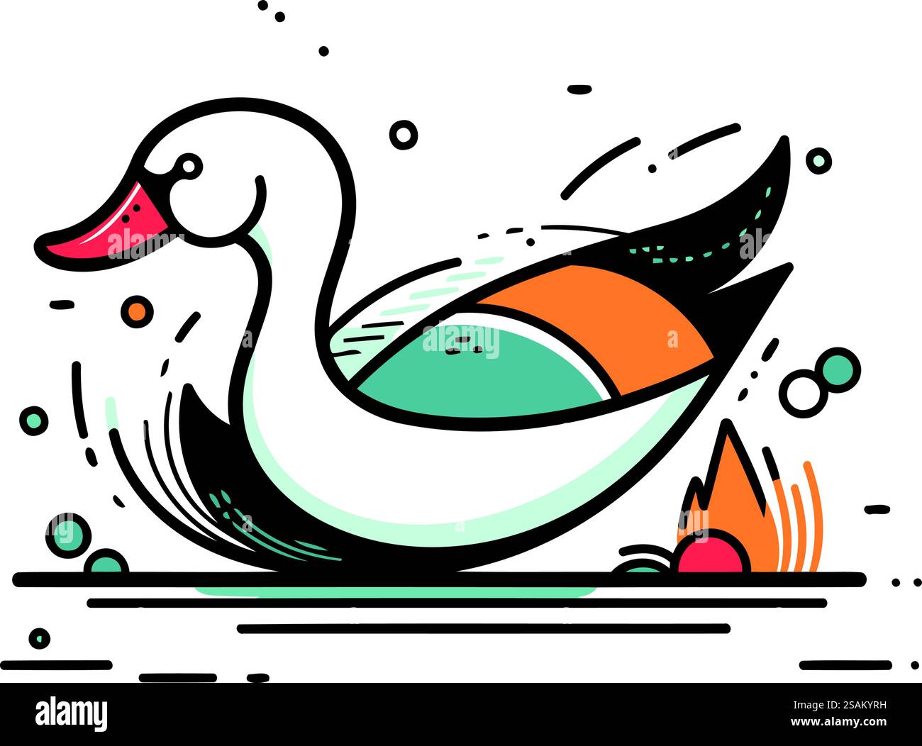 Duck on fire. Vector illustration in doodle style Stock Vector Image ...