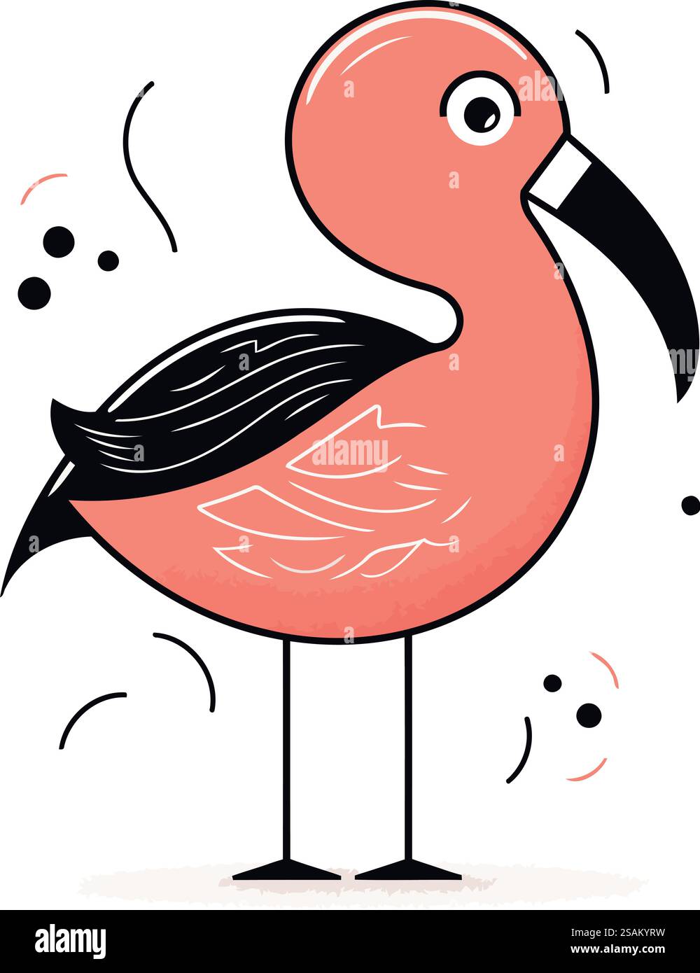 Funny flamingo. Vector illustration in doodle style Stock Vector Image ...