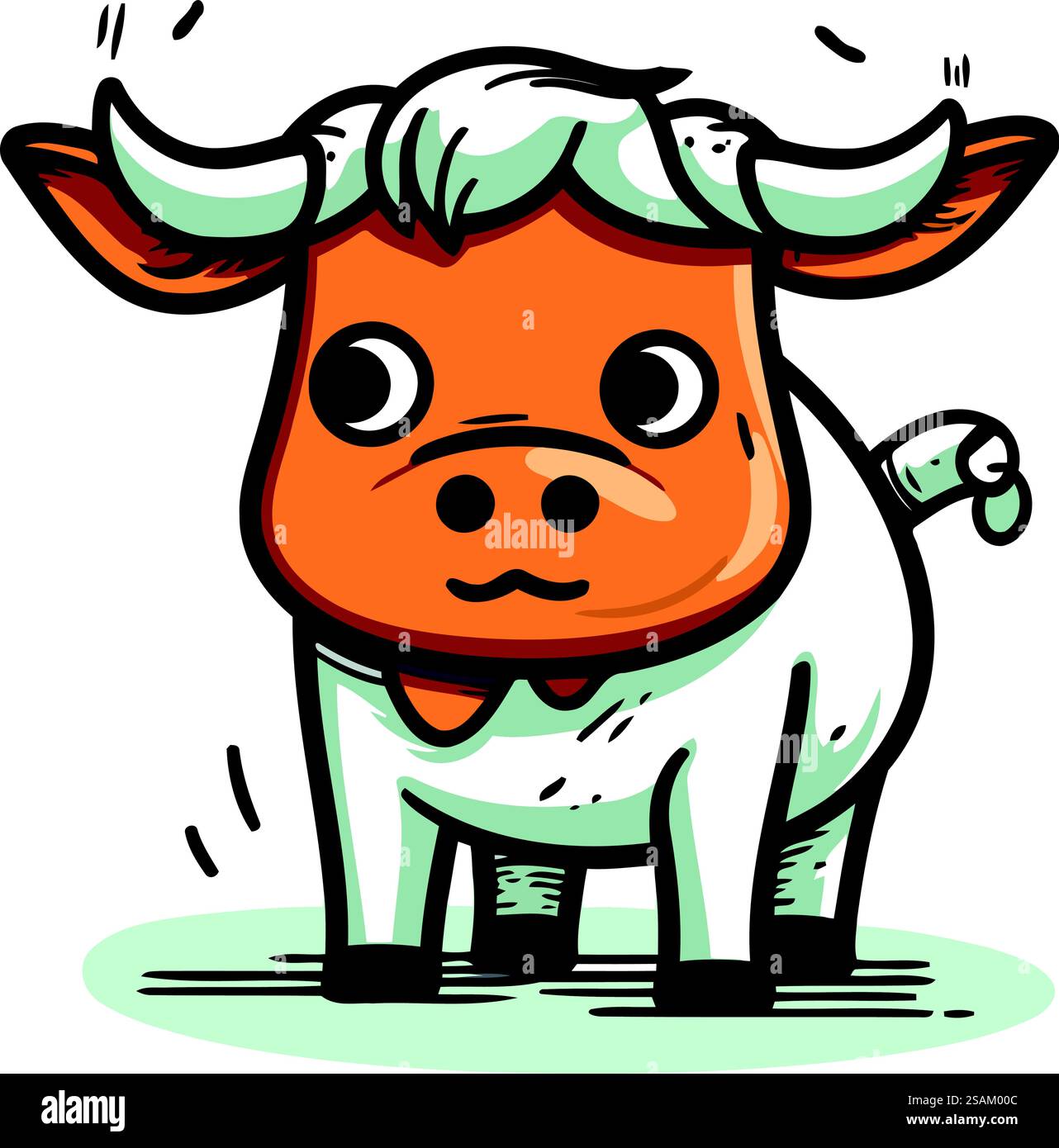 Cute cartoon bull. Vector illustration. Isolated on white background ...