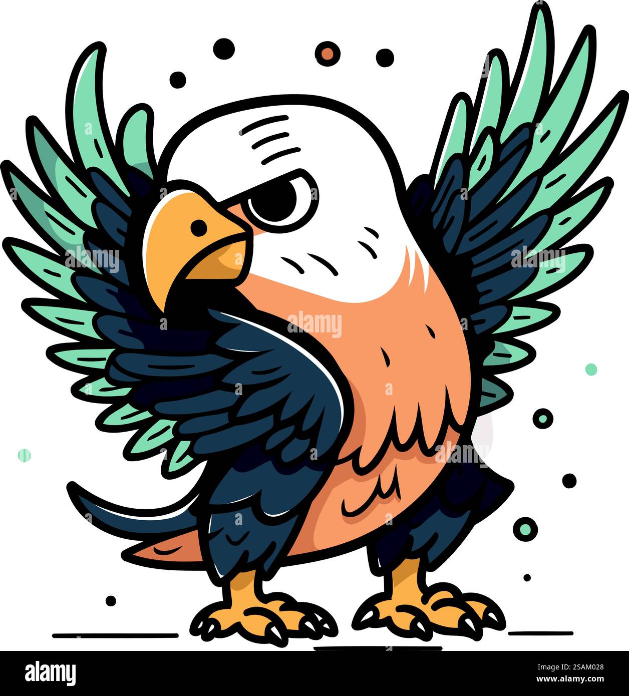 Illustration of a bald eagle with wings spread. Vector illustration ...