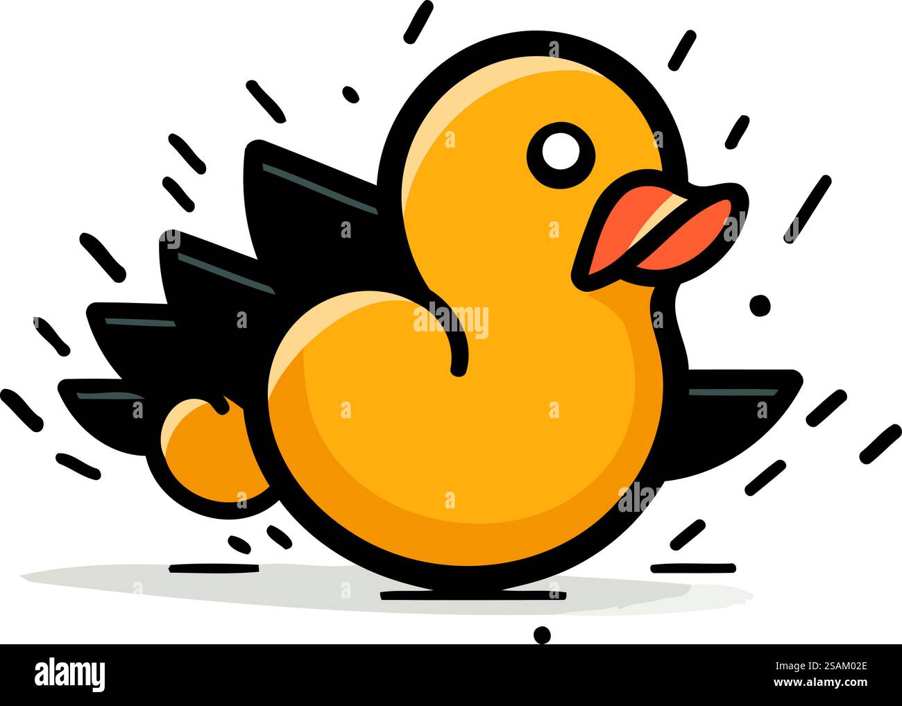 Cute little duckling isolated on white background. Vector illustration ...