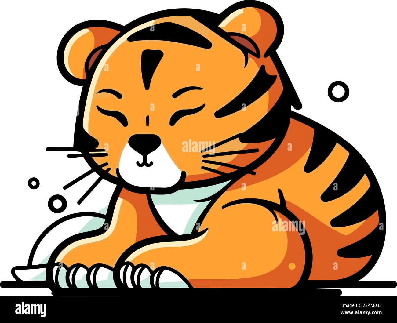 Cute tiger sleeping. Vector illustration. Isolated on white background ...