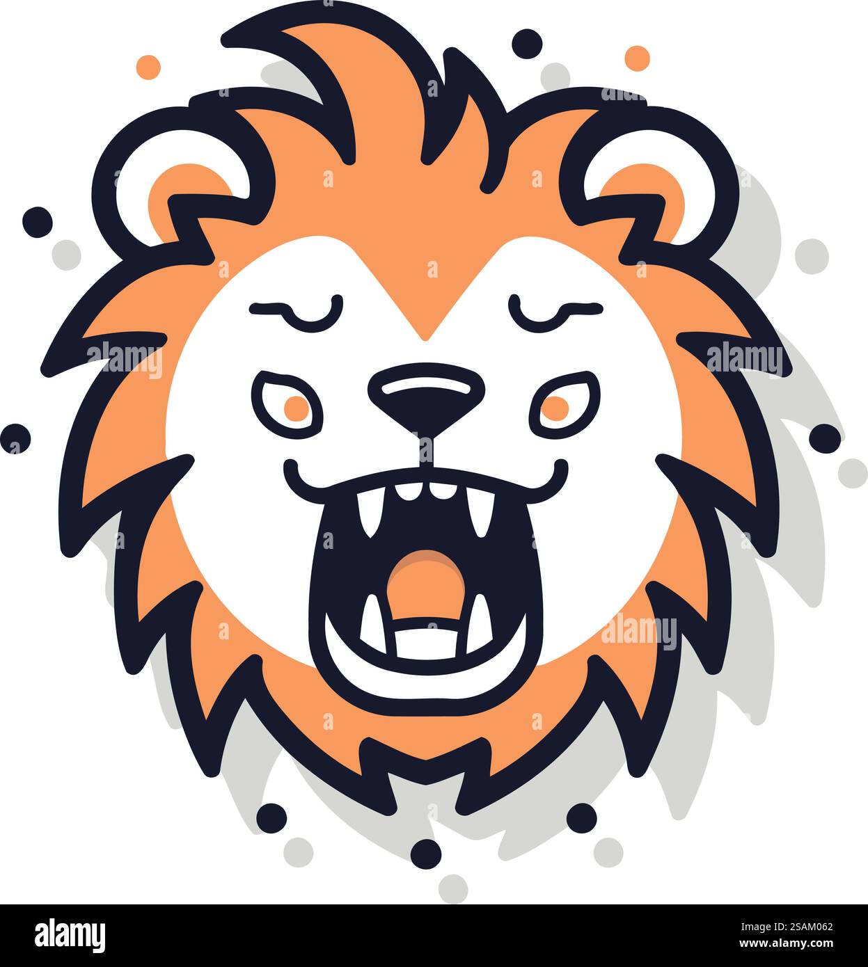 Angry lion. Vector illustration in flat style. Isolated on white ...