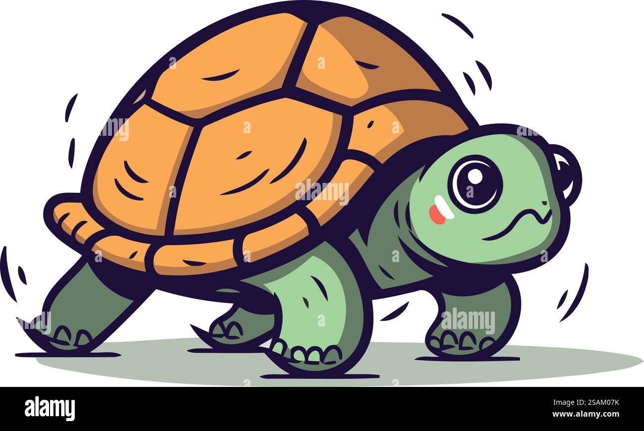 Cartoon funny turtle. Vector illustration isolated on a white ...