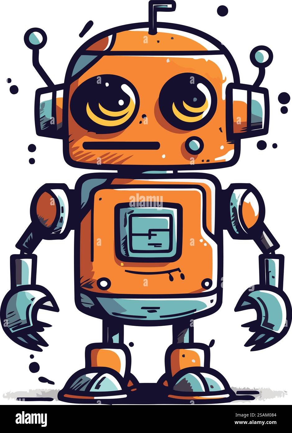 Cute robot. Vector illustration. Isolated on white background Stock ...
