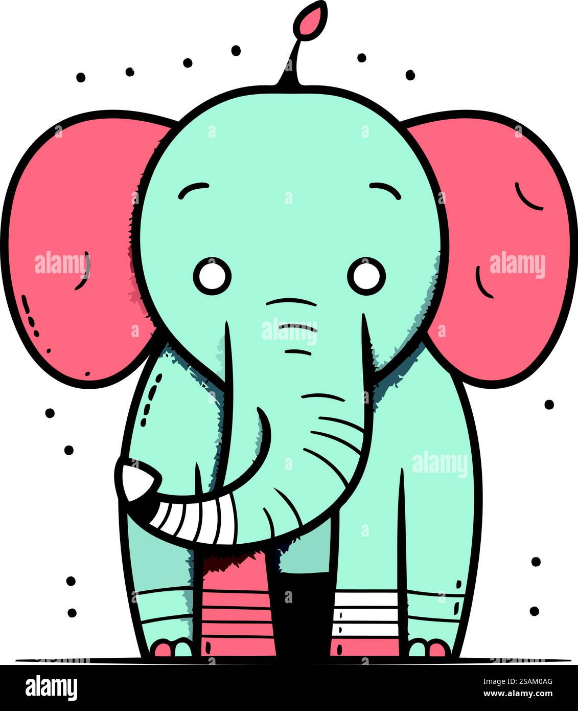 Cute cartoon elephant. Hand drawn vector illustration in doodle style ...