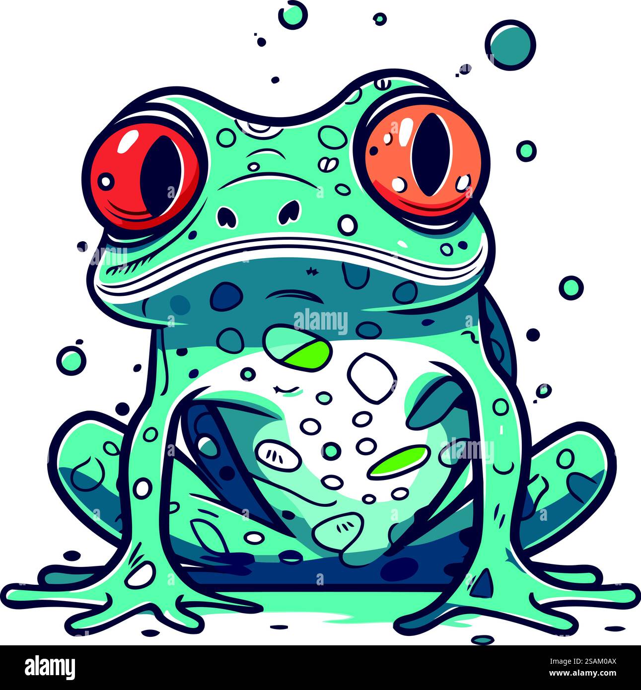 Frog with big eyes. Vector illustration isolated on white background ...