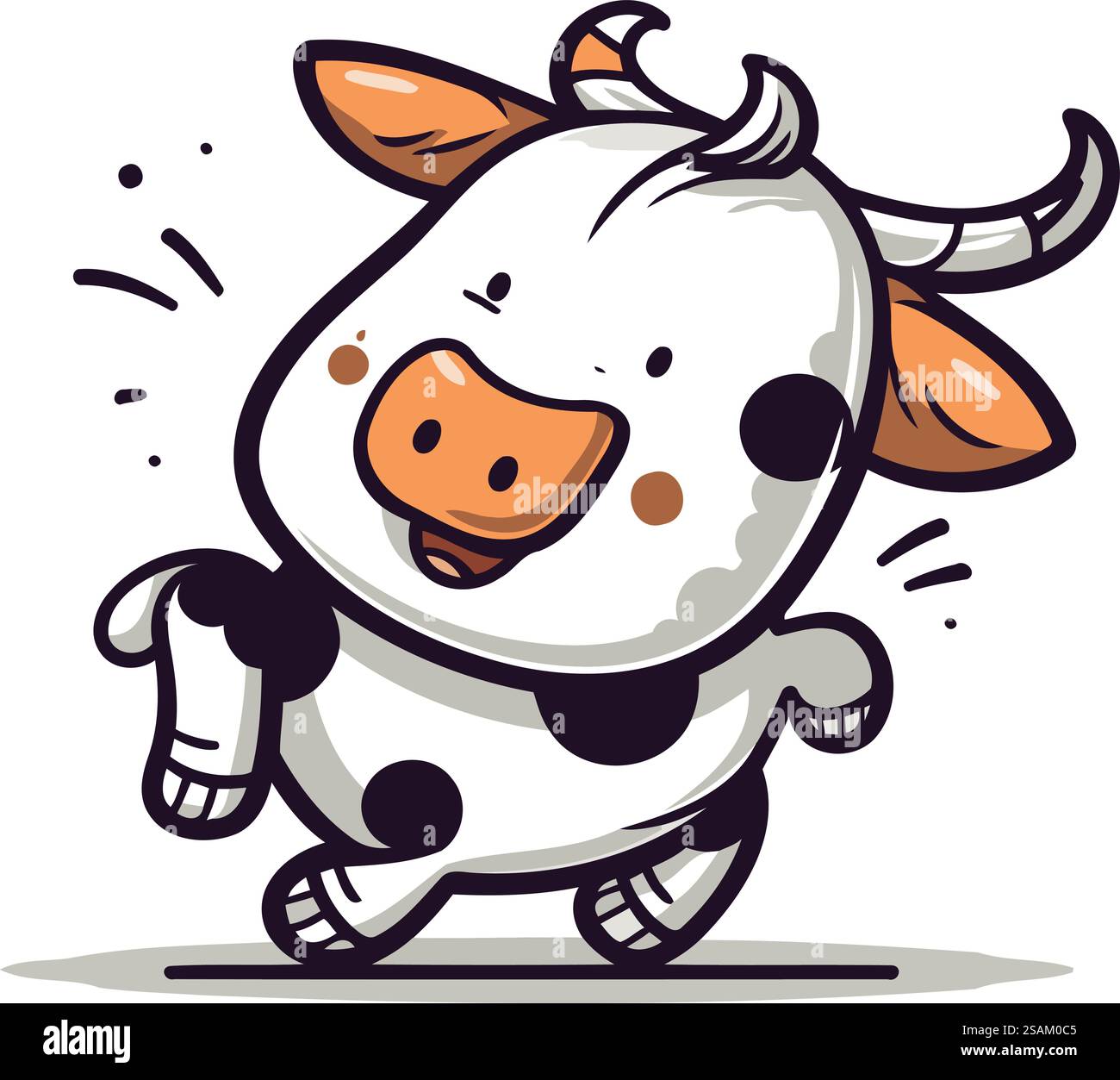 Cute cartoon cow running. Vector illustration of a funny cow Stock ...