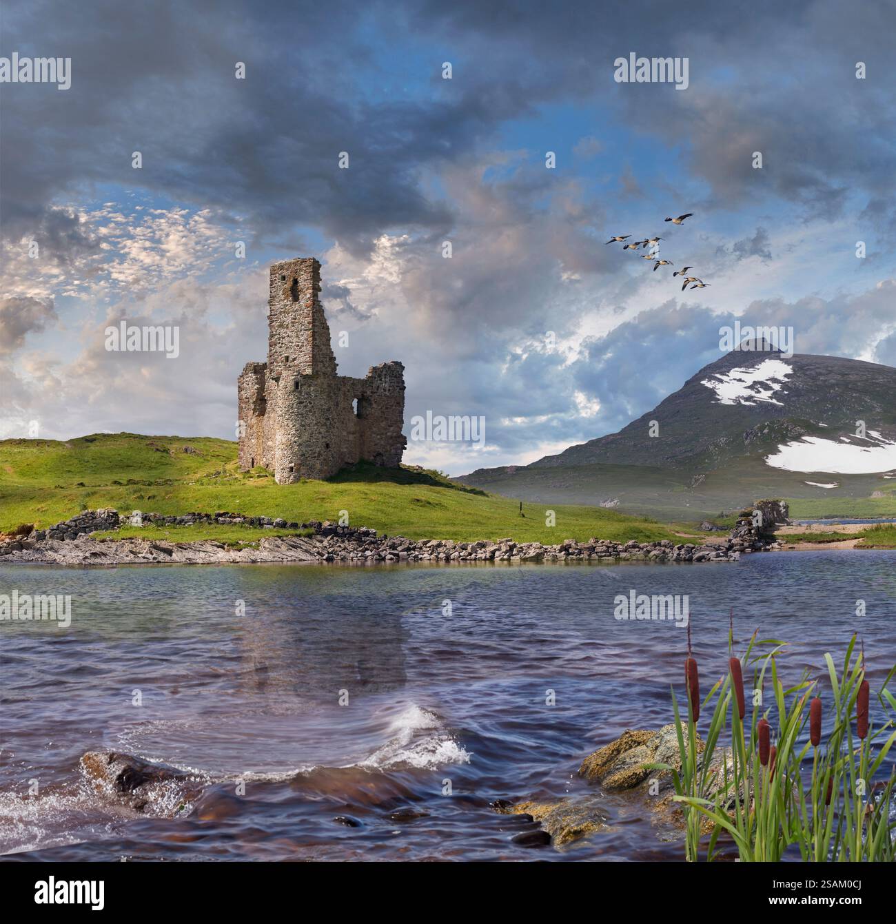 The enigmatic Ardvreck Castle ruins, Loch Assynt, Scotland. Built by ...