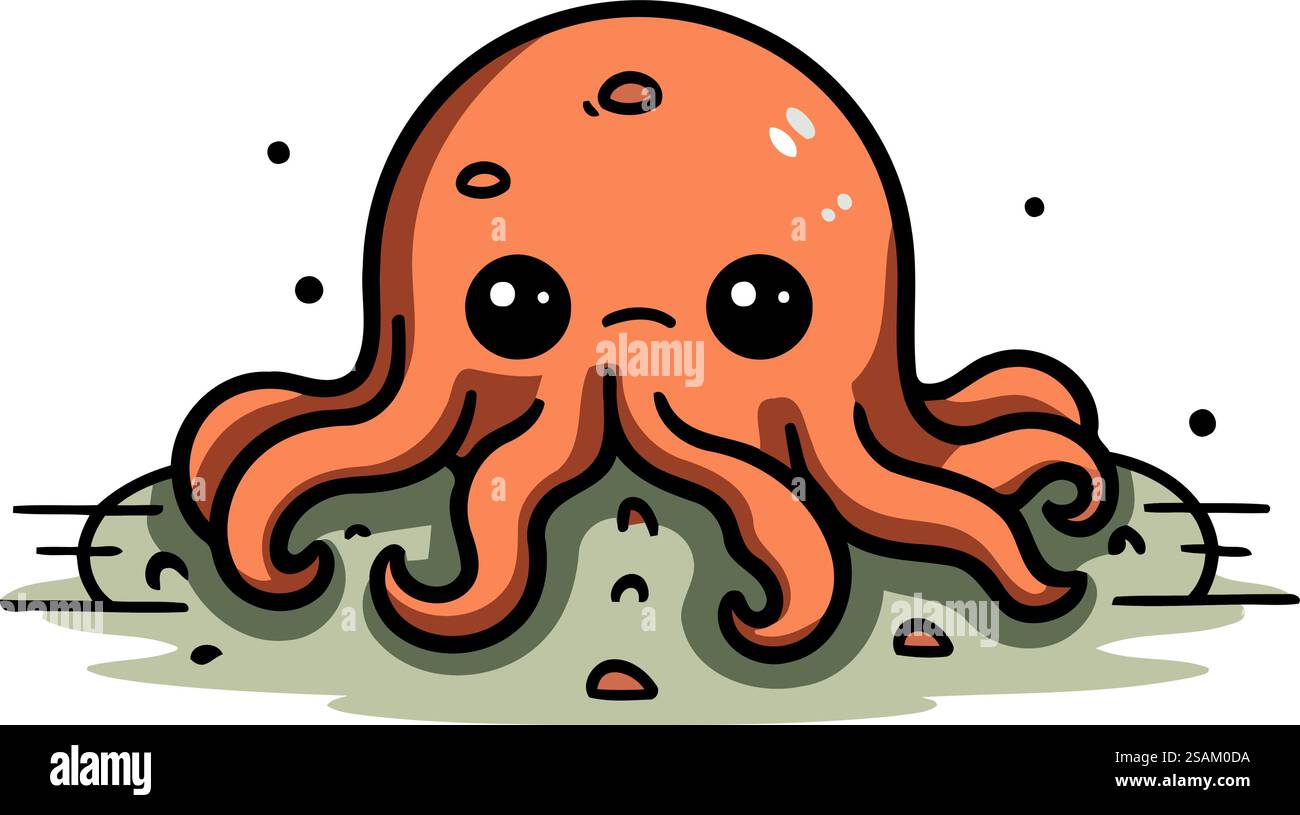 Cute cartoon octopus isolated on white background. Vector illustration ...