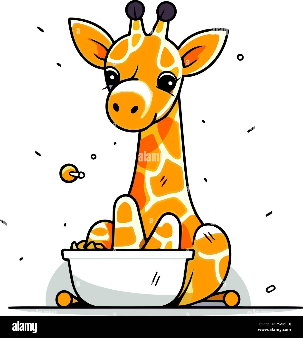 Cute cartoon giraffe in a bowl of food. Vector illustration Stock ...