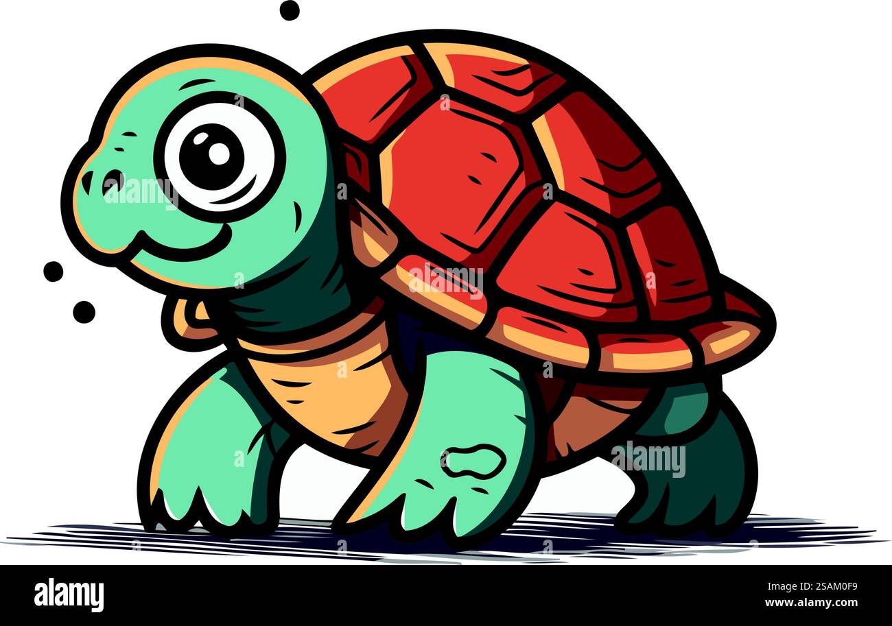 Cartoon turtle. vector illustration on white background. Vector ...