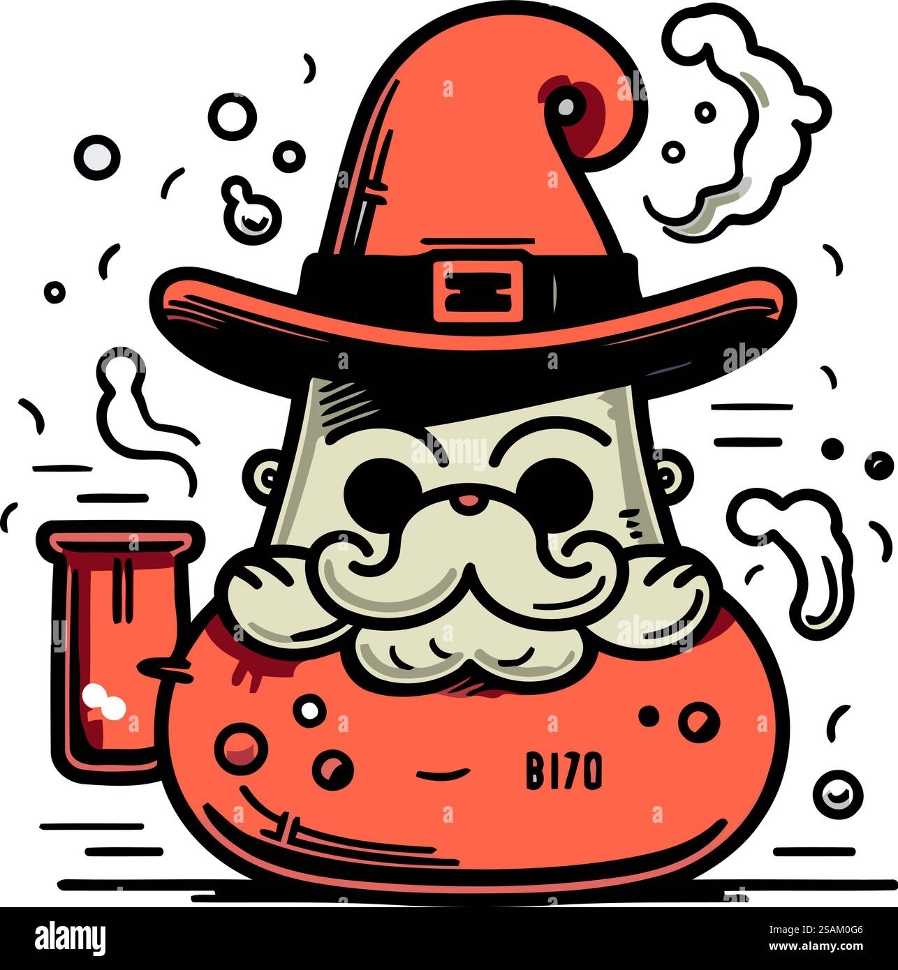 Vector illustration of Halloween icon. Cute cartoon witch hat and ...