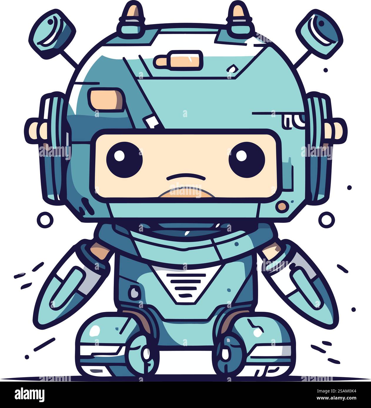 Cute little robot. Vector illustration in a flat cartoon style Stock ...