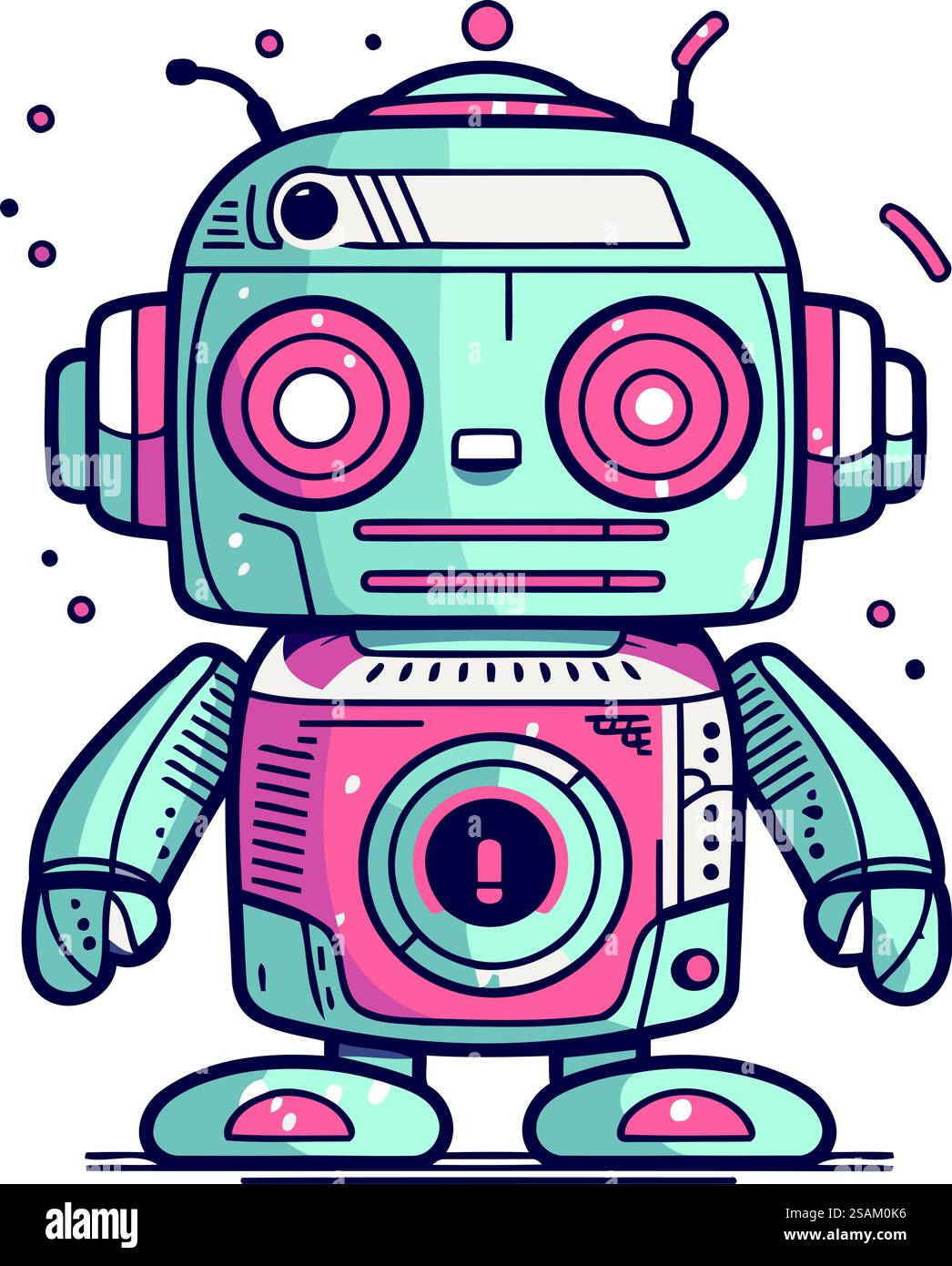 Cute cartoon robot with camera. Vector illustration in a flat style ...