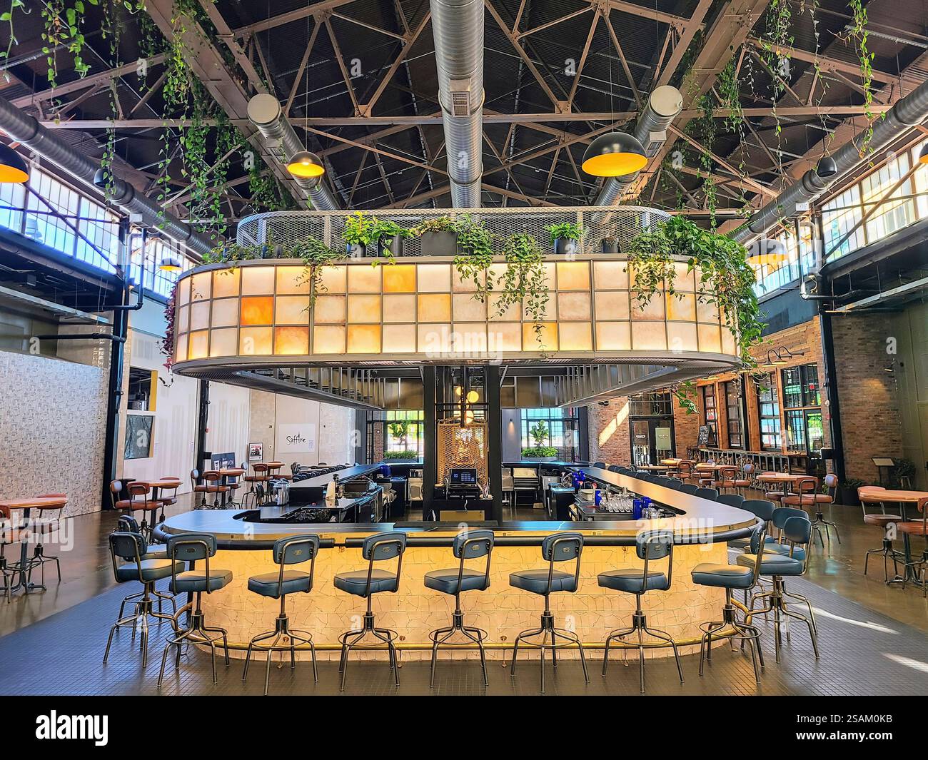 Chic Industrial Bar with Modern Elegance Eye-Level View Stock Photo - Alamy