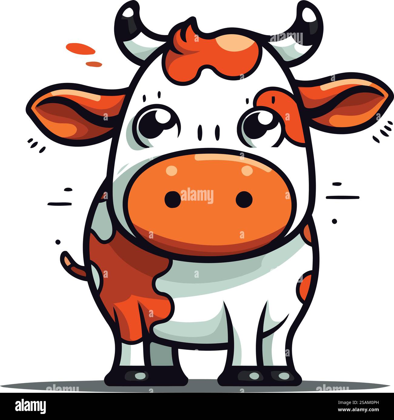 Cute cartoon cow. Vector illustration. Isolated on white background ...