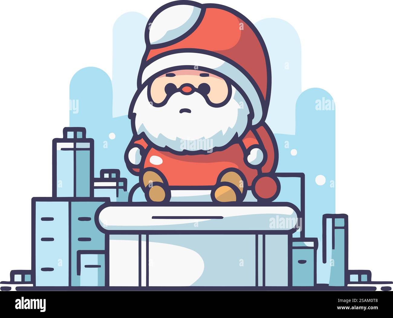 Santa Claus sitting on the chimney. Flat style vector illustration ...