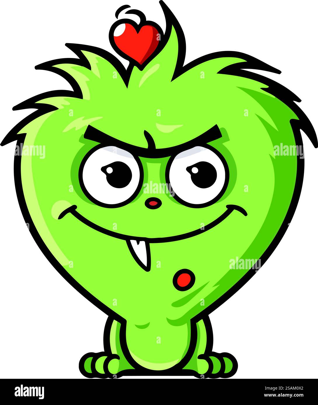 Funny cartoon monster with heart. Vector illustration isolated on white ...