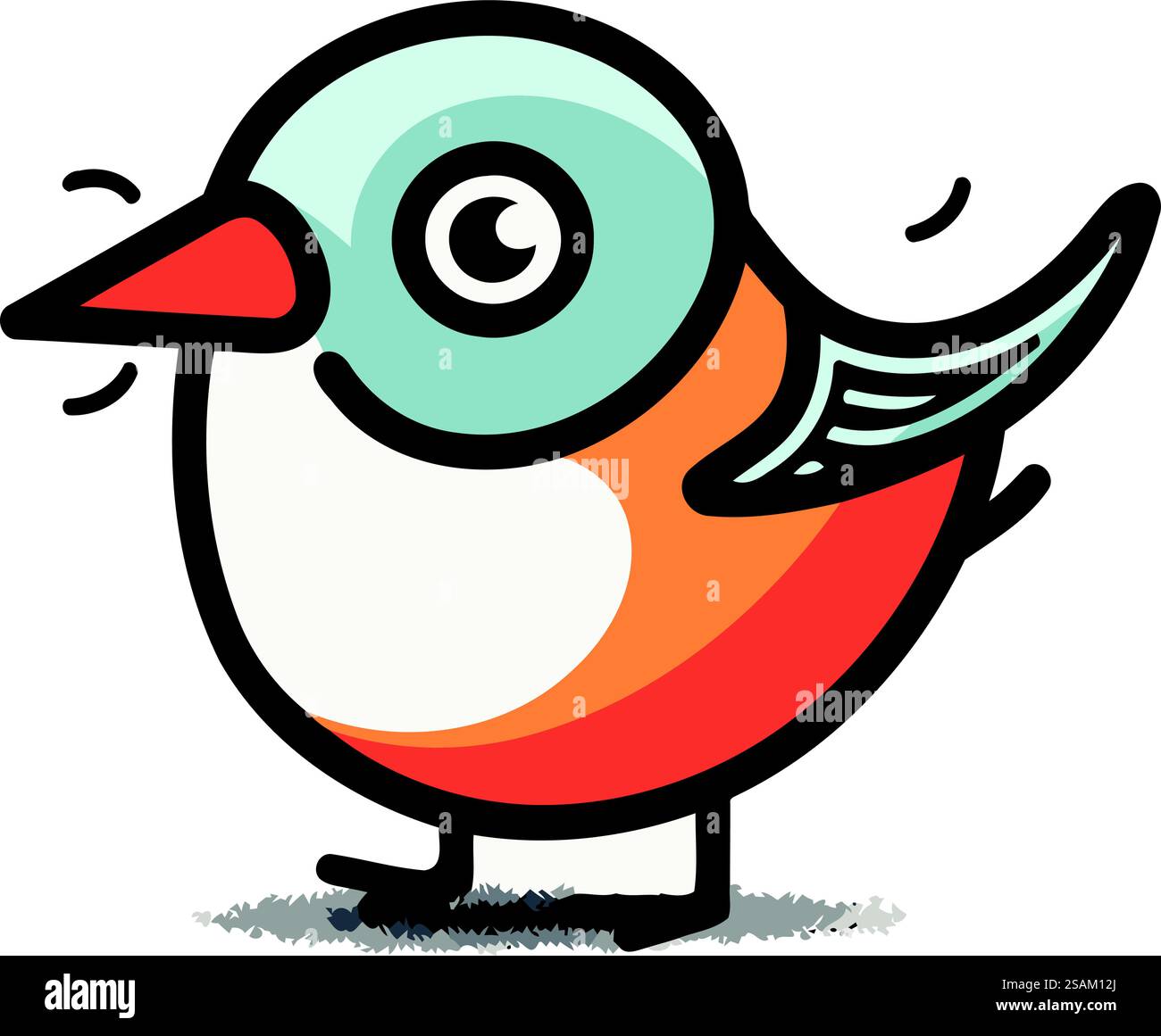 Cute cartoon bird. Vector illustration. Isolated on white background ...