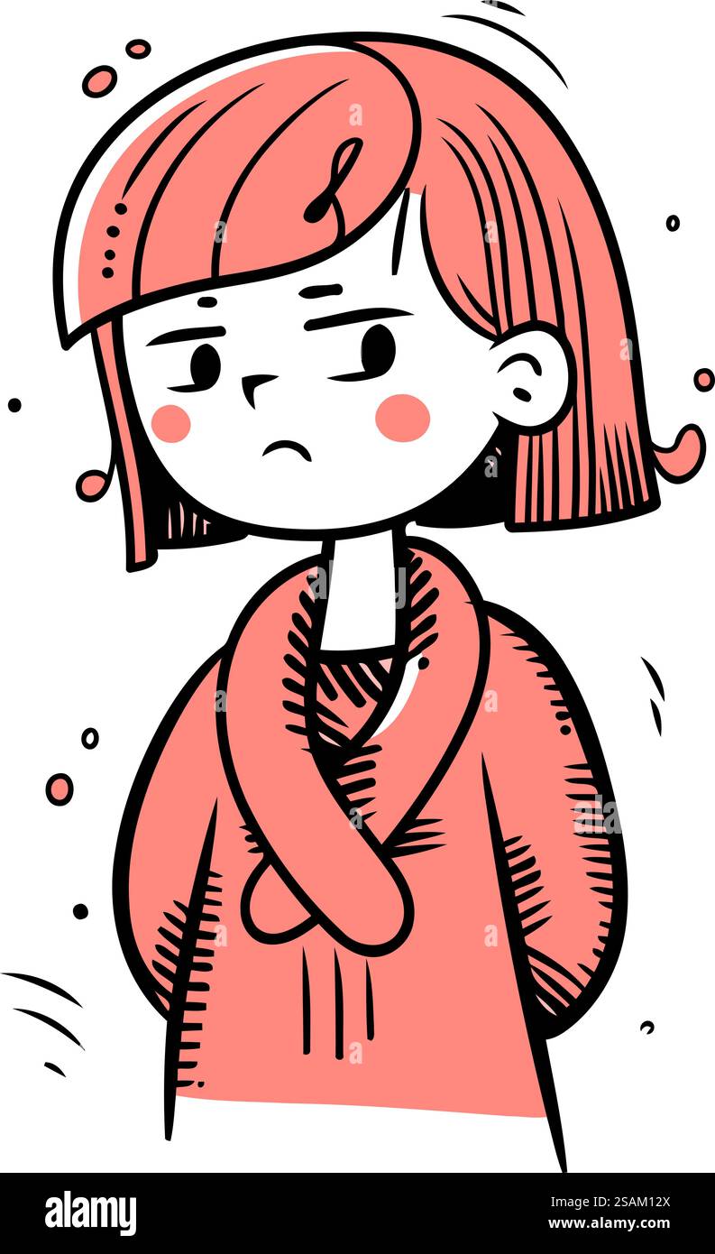 Illustration of a girl who has a cold. Vector illustration Stock Vector ...
