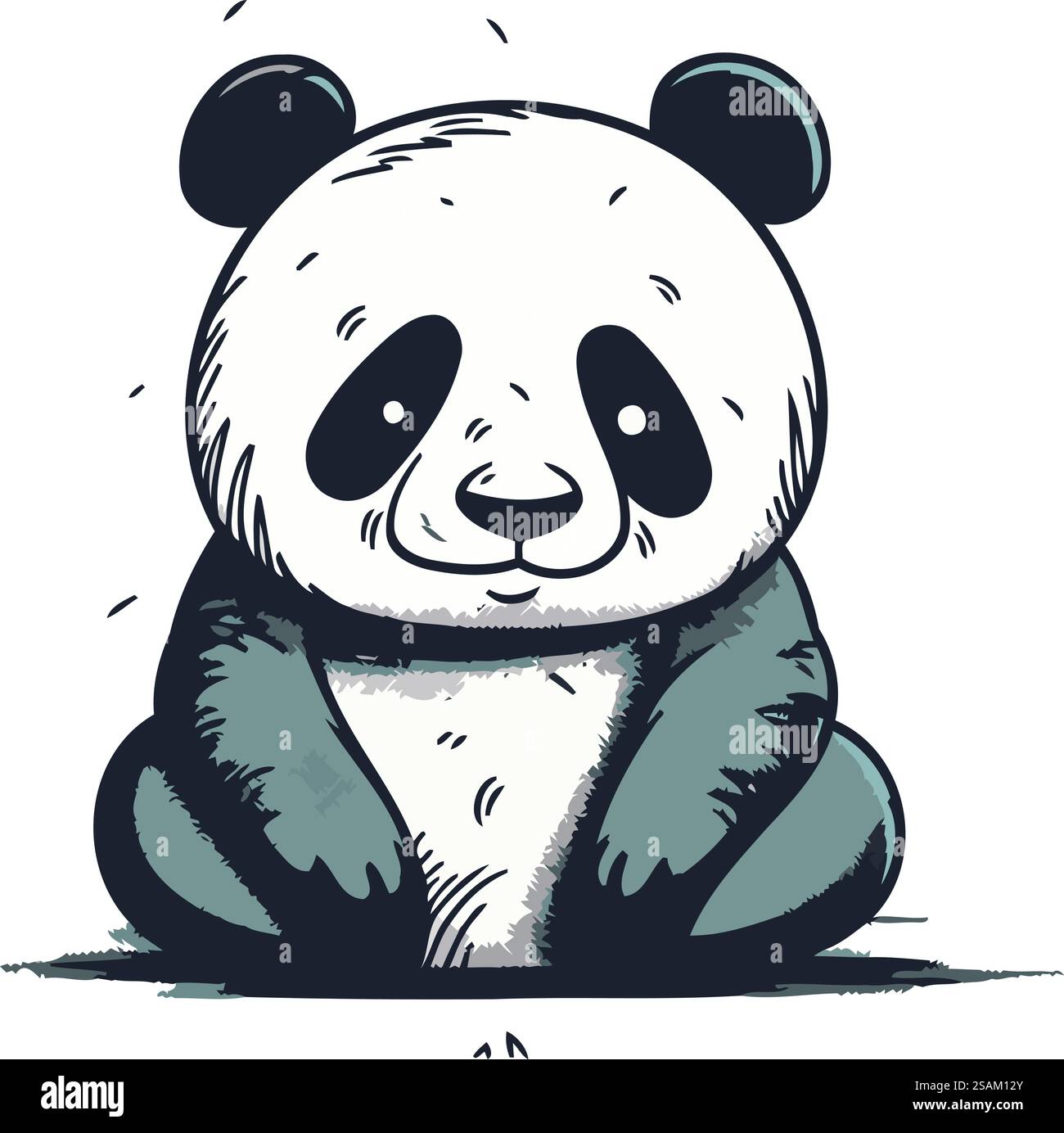 Cute panda bear cartoon vector illustration. Hand drawn panda bear icon ...