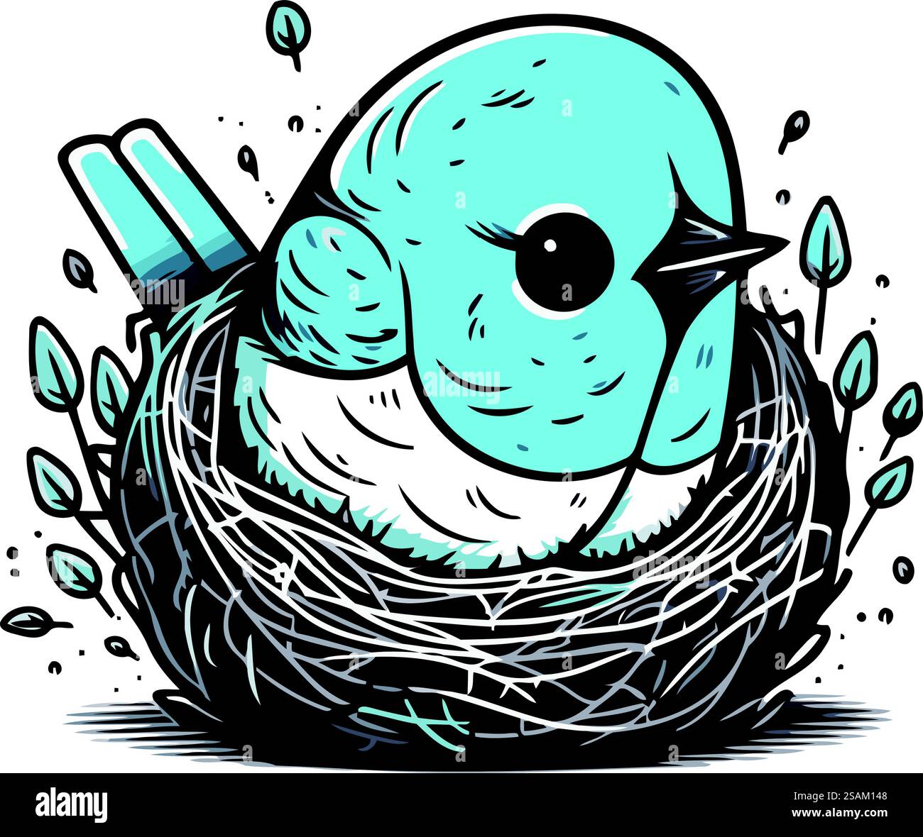 Bird in the nest. Vector illustration of a bird in the nest Stock ...