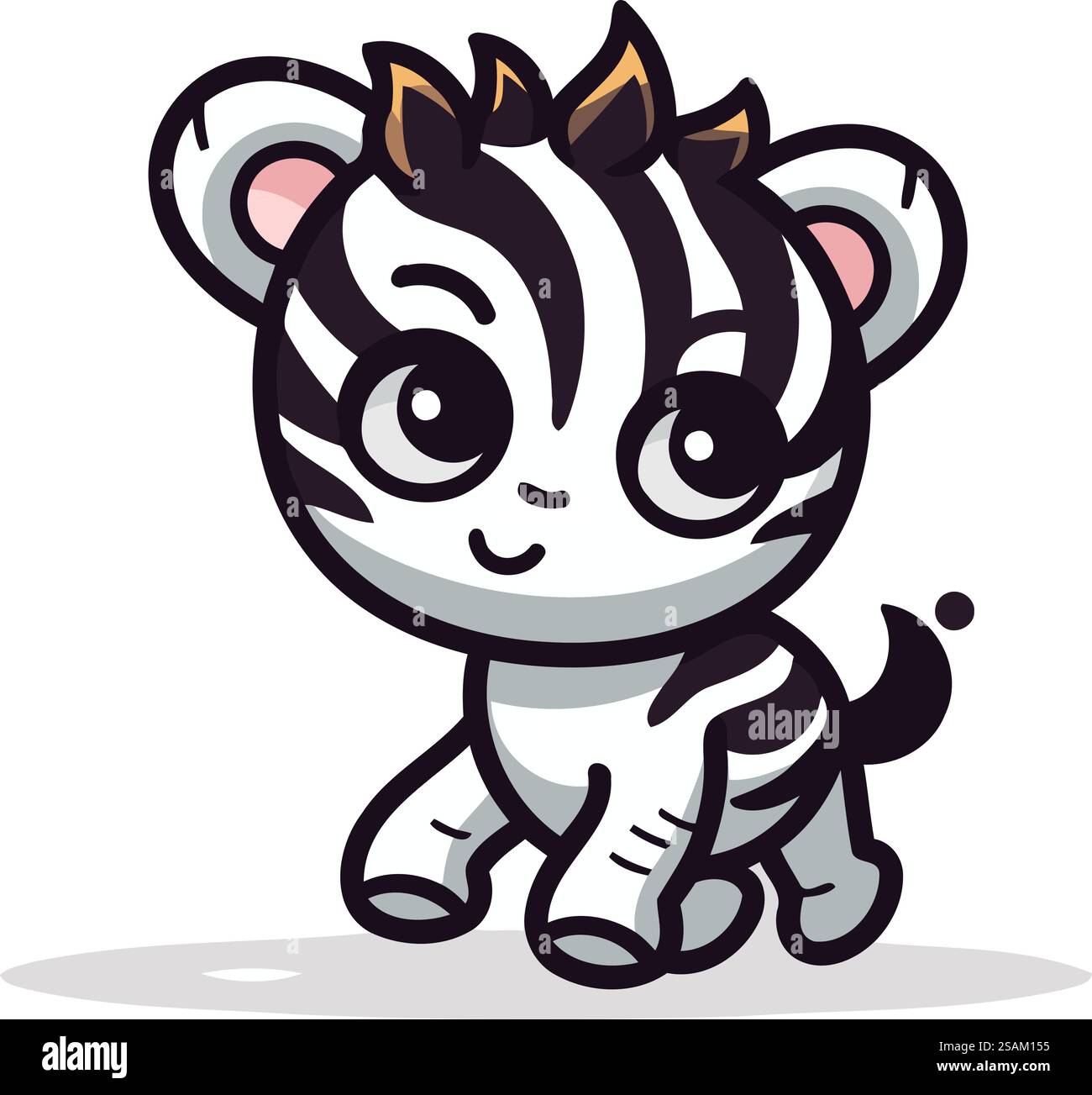 Cute Little Zebra Cartoon Mascot Character Vector Illustration Stock ...